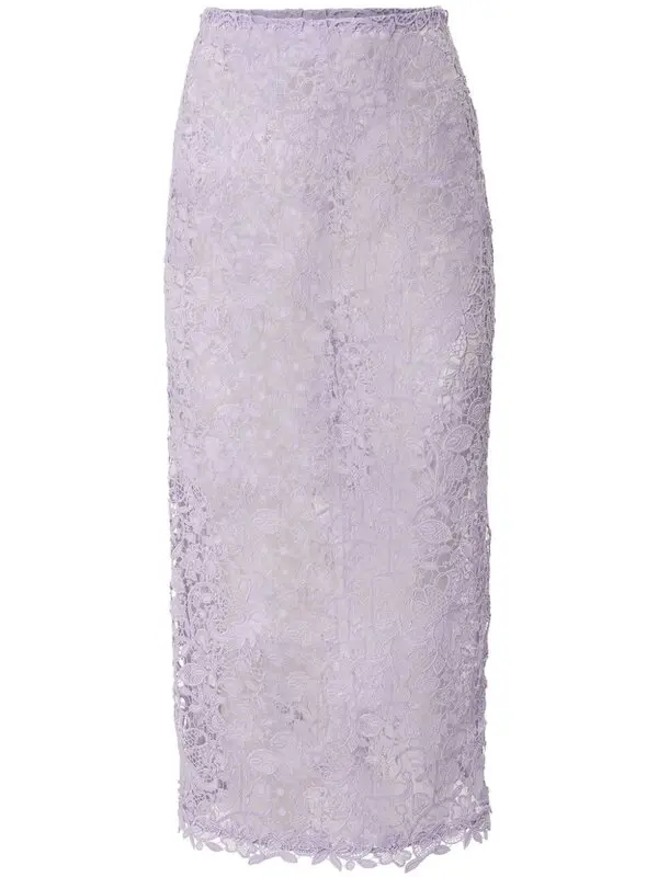 Carolina Herrera Floral-lace Midi Skirt