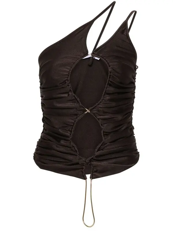 Amen Cut-out Asymmetric Top - Brown