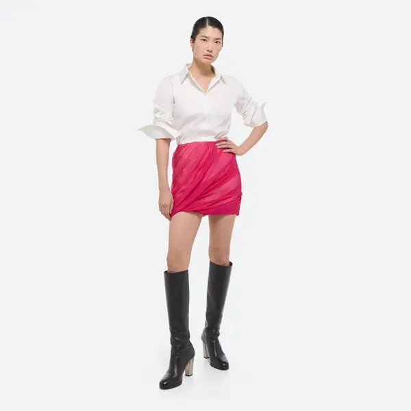 Helmut Lang Silk Bubble Mini Skirt - Fuchsia