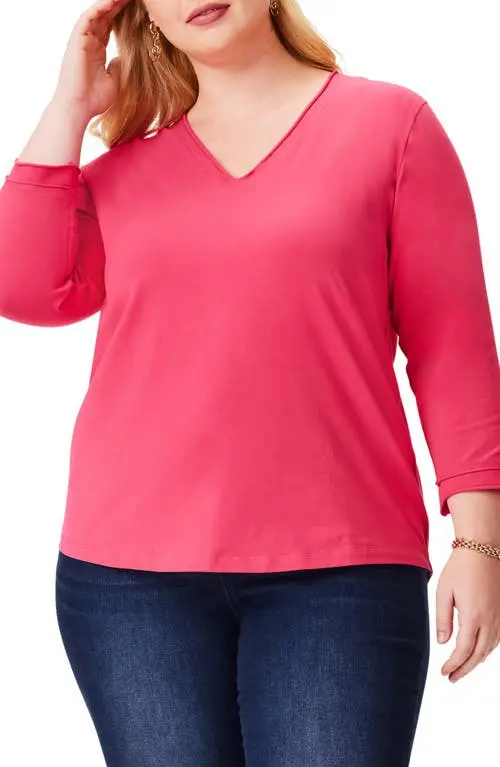 NIC+ZOE Three-quarter Sleeve Top - Bright Rose