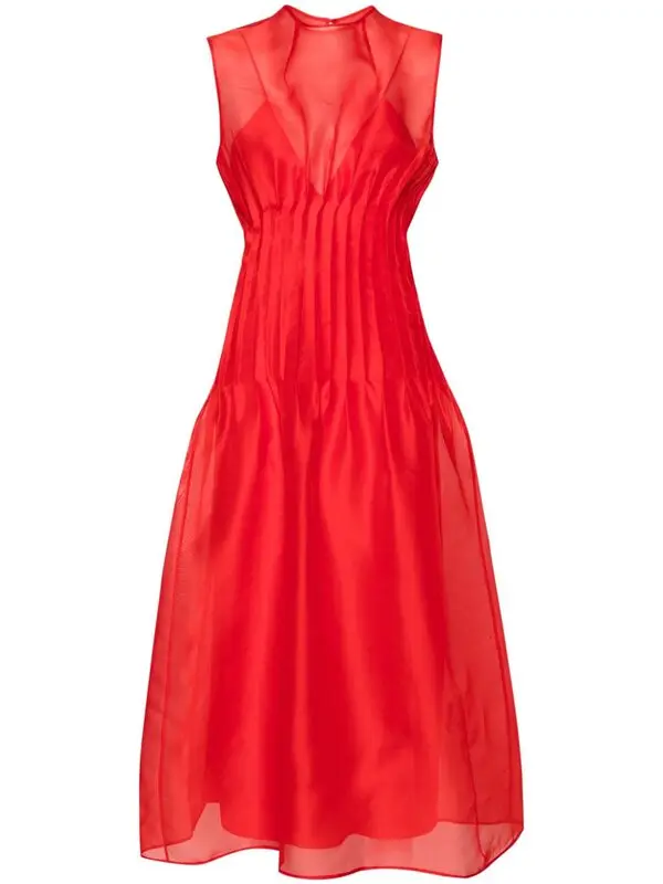 Khaite The Wes Silk Midi Dress - Red | Editorialist