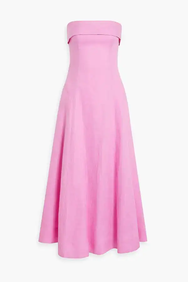 Nicholas Strapless Linen Maxi Dress In Pink - 50% Off | Editorialist