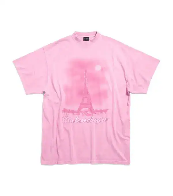 Balenciaga Oversized Paris Moon T-Shirt - Pink | Editorialist