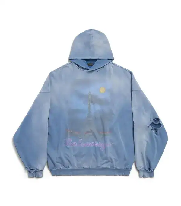 Balenciaga Oversized Paris Moon Hoodie - Blue | Editorialist
