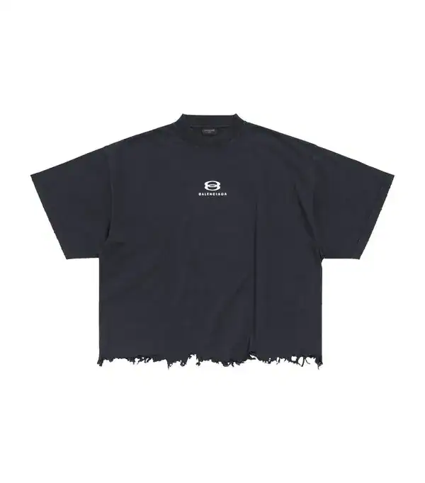 Balenciaga Distressed Unity Sports Icon T-Shirt In Grey - 40% Off