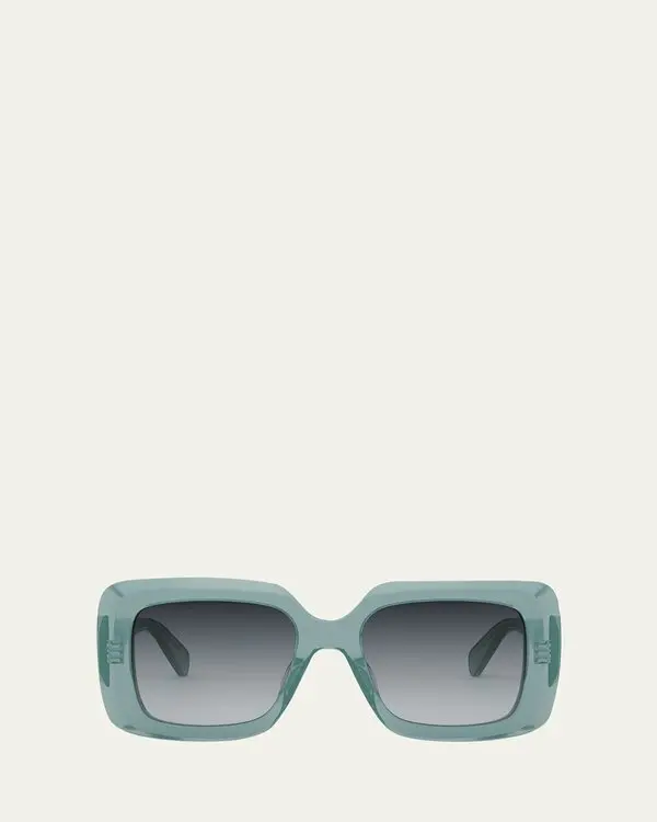 Celine Bold 3 Dots Square Sunglasses - Sltgrn/smkg