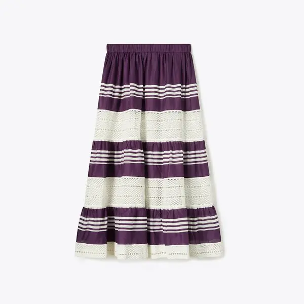 Tory Burch Striped Cotton Midi Skirt