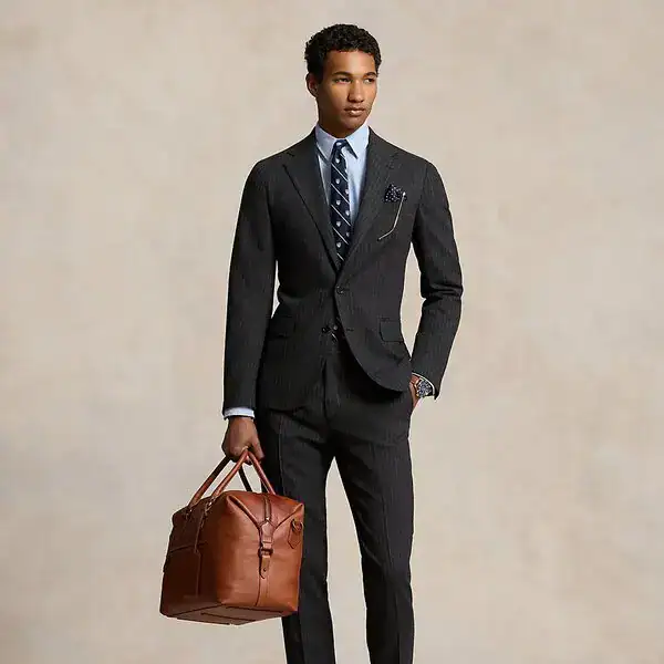 Ralph Lauren Polo Soft Tailored Pinstripe Wool Suit In Dark Grey/Cream -  40% Off | Editorialist