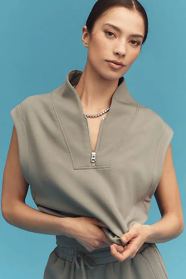 Varley Loretta Sleeveless Half-zip Sweatshirt - Shadow