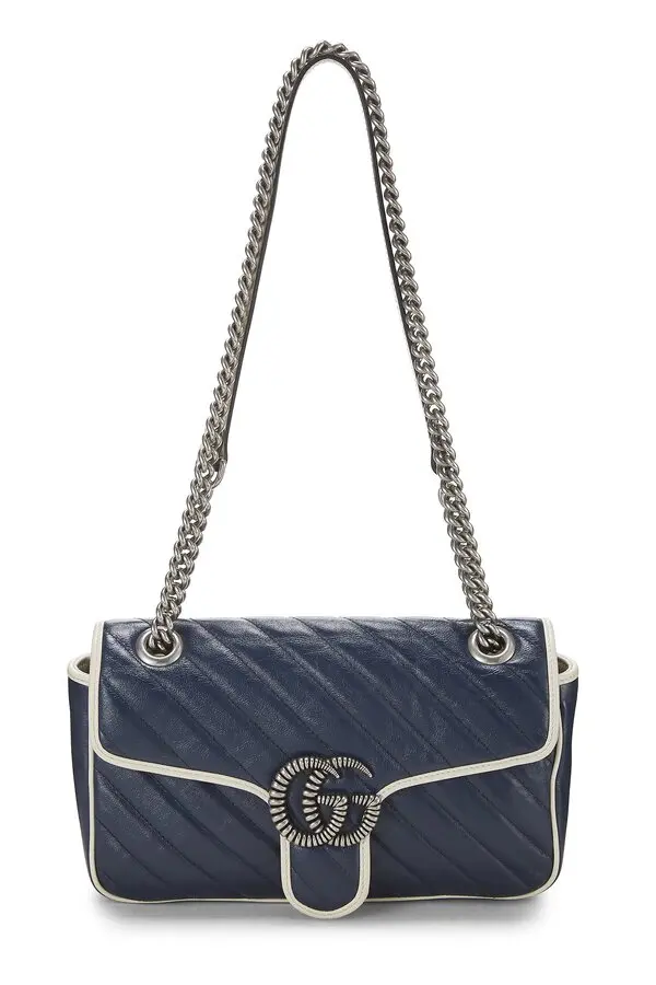 Gucci Torchon Gg Marmont Small Shoulder Bag - Navy