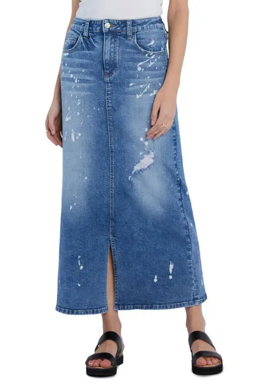 WASH LAB DENIM Distressed Maxi Skirt