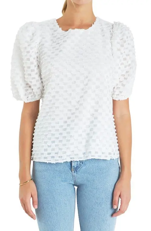English Factory Textured Puff Sleeve Top