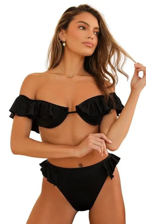 DIPPIN DAISY'S Kate Off-the-shoulder Bikini Top - Black