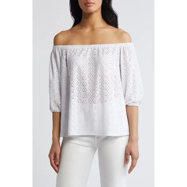 Loveappella Eyelet Top - White