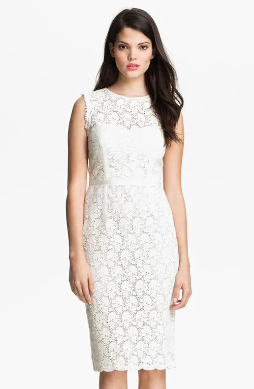 Jill Jill Stuart Illusion Yoke Lace Sheath Dress In Ivory 55