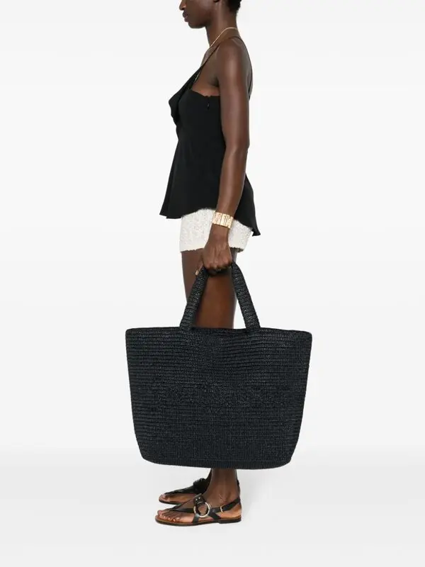 Saint Laurent Logo-embossed Raffia Tote Bag