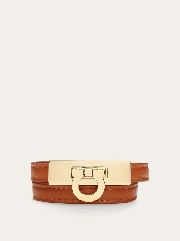 FERRAGAMO Gancini Double Wrap Bracelet - Brown