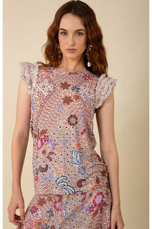 Hale Bob Milani Jersey Top - Brown / Neutral