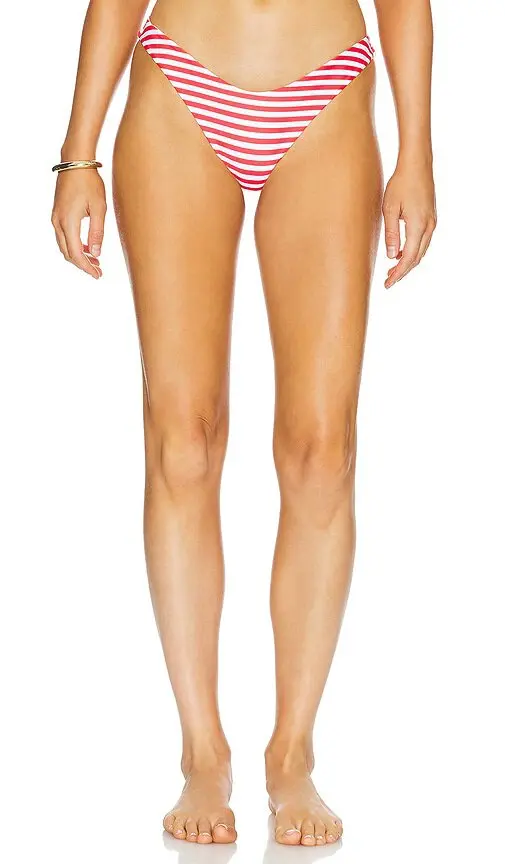 L'academie By Marianna Cherie Bikini Bottom - Red & Ivory Stripe