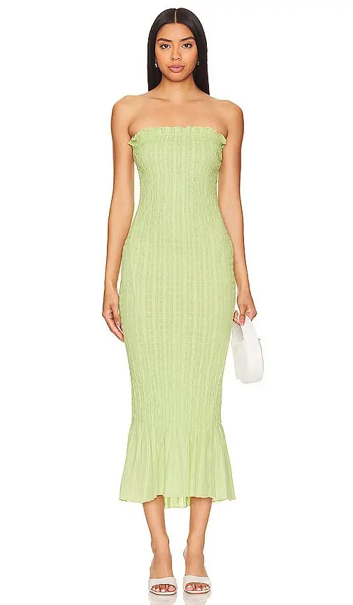 APRES STUDIO Ruched Strapless Dress
