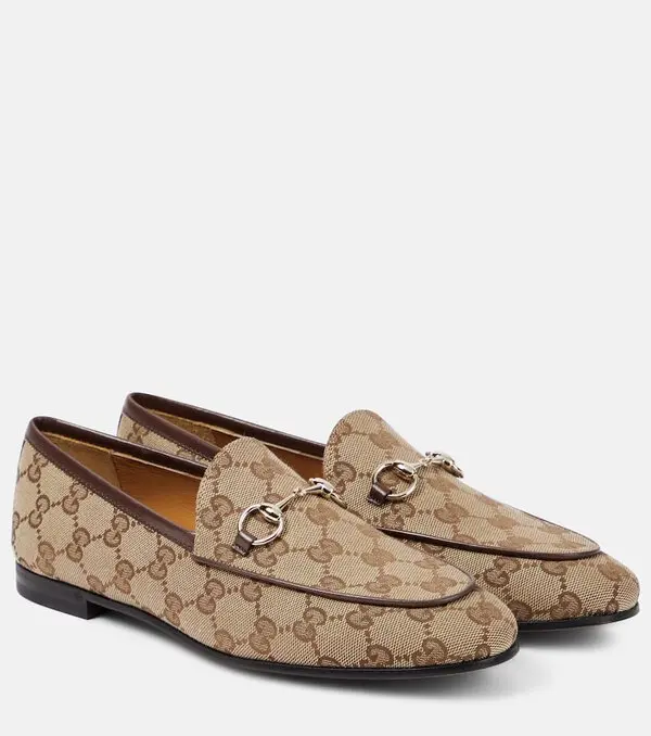 Gucci Jordaan Horsebit Gg Canvas Loafers - Neutrals