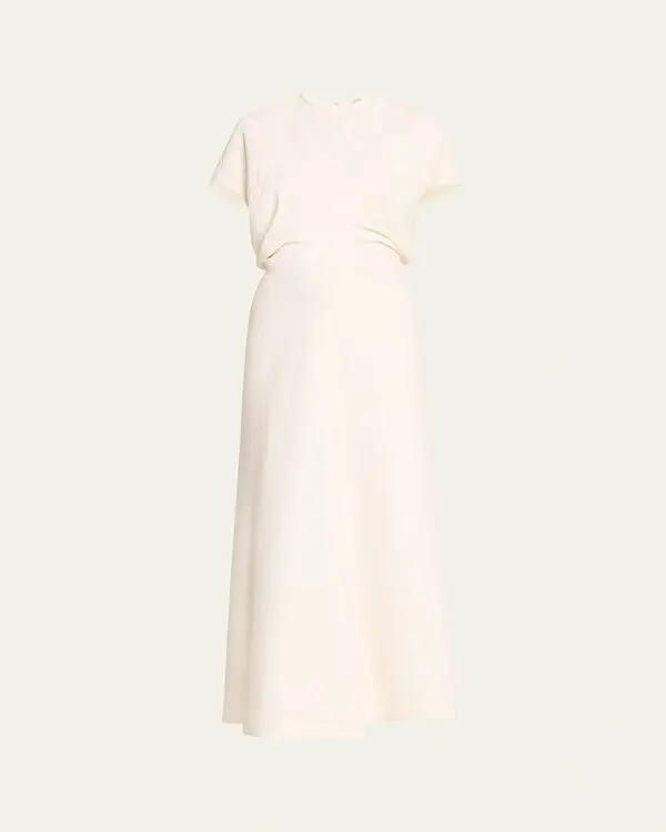 TOTÊME Crinkle Effect Ankle Grazing Dress - Light Beige