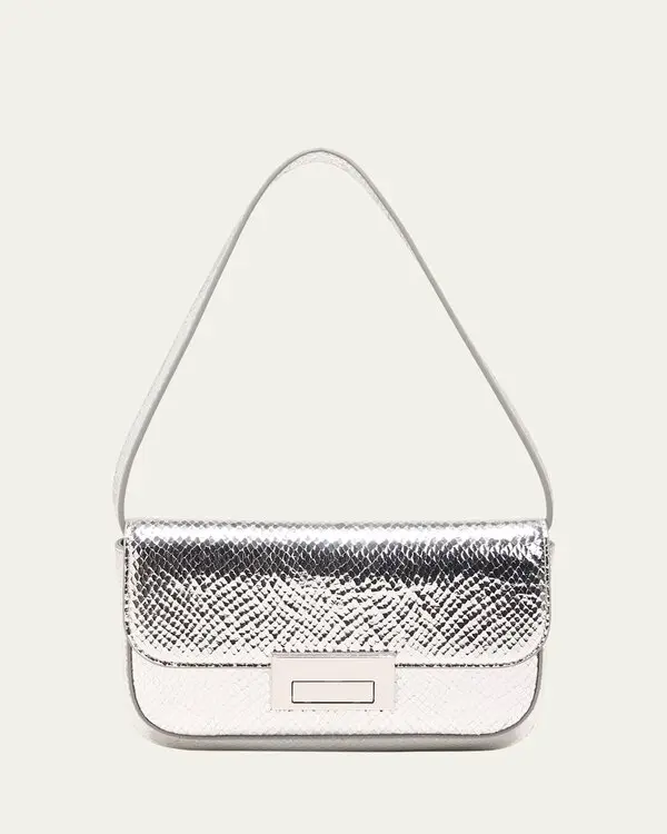 LOEFFLER RANDALL Stefanie Metallic Snake-embossed Shoulder Bag