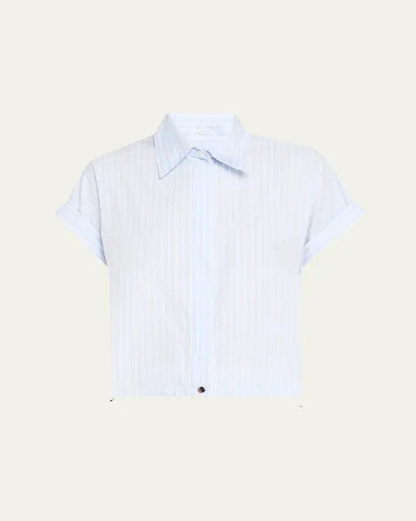 WE-AR4 Upcycled Cotton Bungee Shirt - Pale Blue Stripe