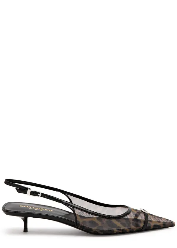 Saint Laurent Print Mesh Slingback Pumps