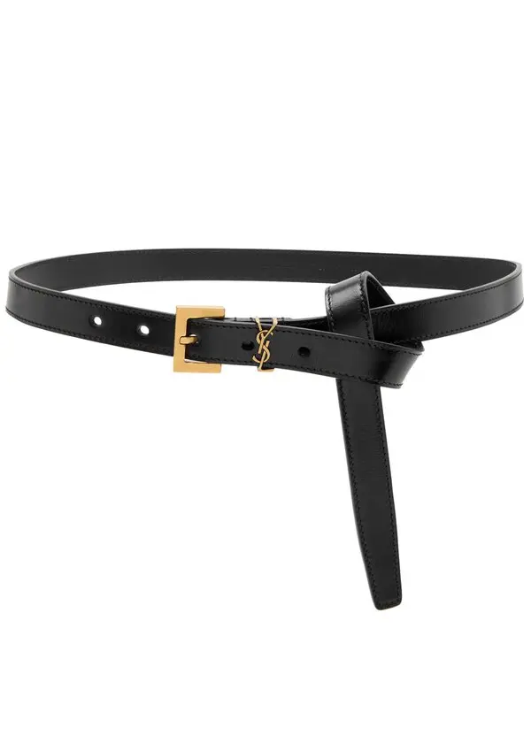 Saint Laurent Logo Leather Belt - Black