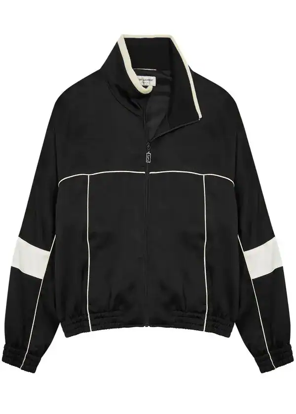 ジャケット・アウター SAINT LAURENT smoking jk size 34 Saint Laurent Satin Track Jacket - Black | Editorialist
