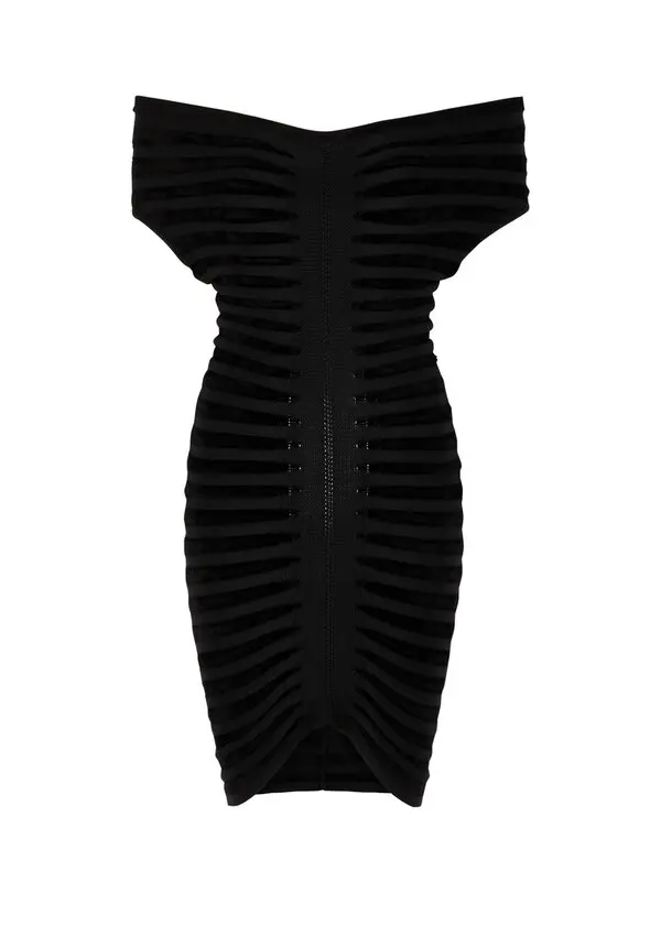 Alaïa Off-the-shoulder Ribbed Mini Dress
