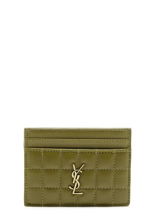Saint Laurent Quilted Leather Card Holder - Olive