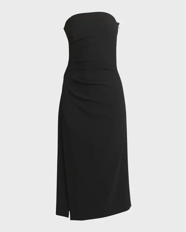 Proenza Schouler Shira Strapless Draped Crepe Midi Dress - Black