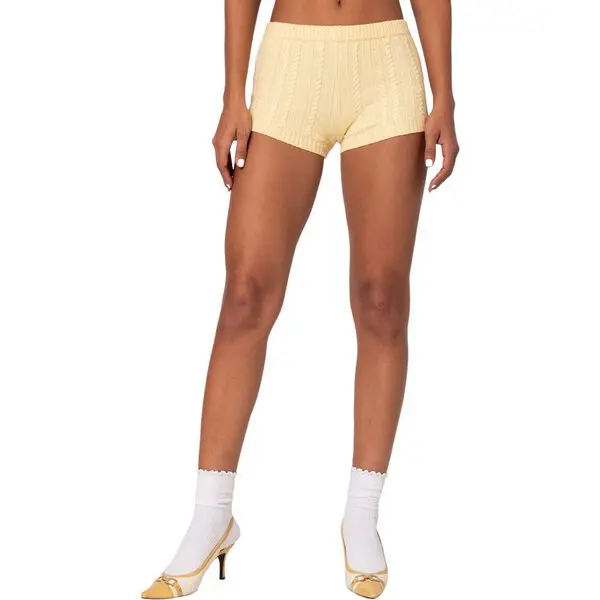 EDIKTED Raegan Cable Stitch Shorts