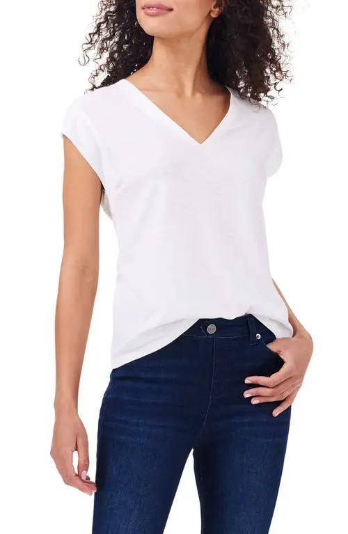 NIC+ZOE Cap Sleeve V-neck Top - Paper White
