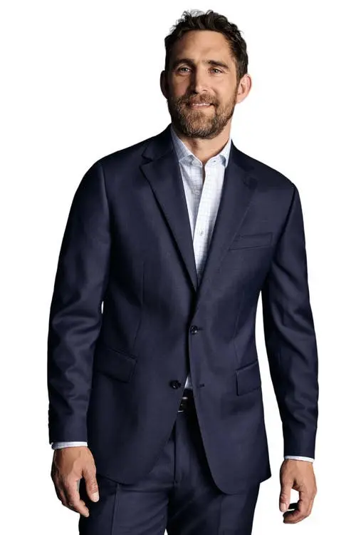 CHARLES TYRWHITT Slim Fit Natural Stretch Twill Suit Jacket - Royal Blue