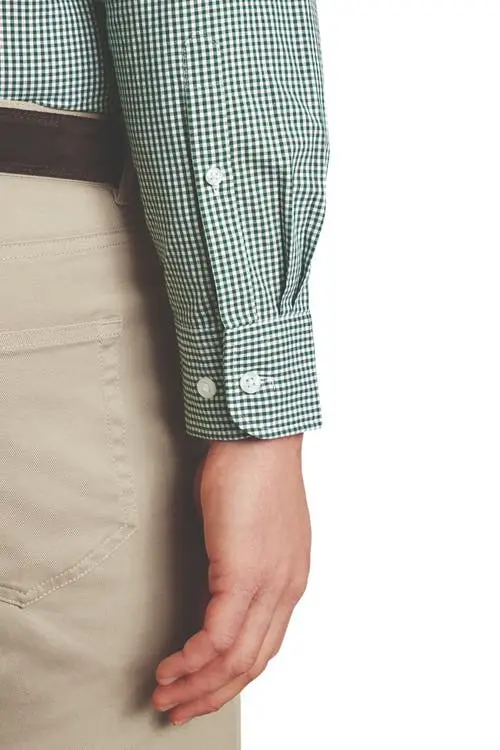 CHARLES TYRWHITT Slim Fit Button-down Collar Non-iron Stretch Poplin Mini Gingham Shirt - Green