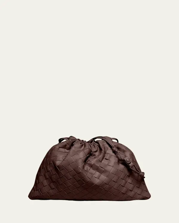 Bottega Veneta Medium Intrecciato Leather Pouch Bag - Madder Brown