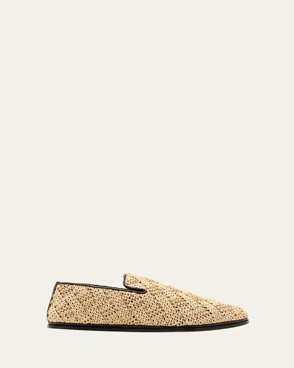 Bottega Veneta Sunday Raffia Slipper Loafers - Natural Fondant