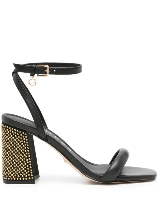 Guess Gelectra 95mm Leather Sandals - Black