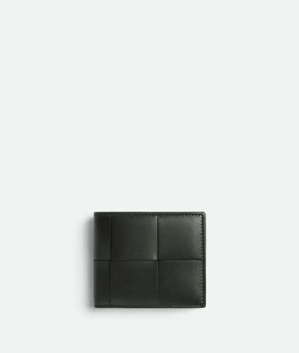 Bottega Veneta Cassette Bi-fold Wallet With Coin Purse - Dark Green/agate Grey