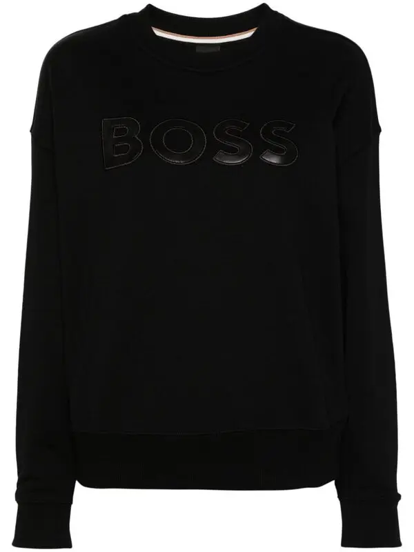 Hugo Boss Logo-patch Cotton Sweatshirt - Black