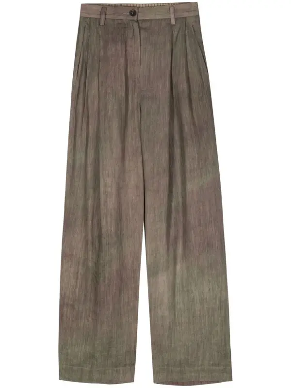 ZIGGY CHEN Dyed Wide-leg Trousers - Neutrals
