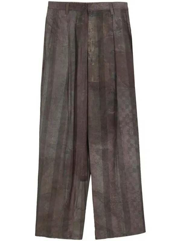 ZIGGY CHEN Dyed Wide-leg Trousers - Grey