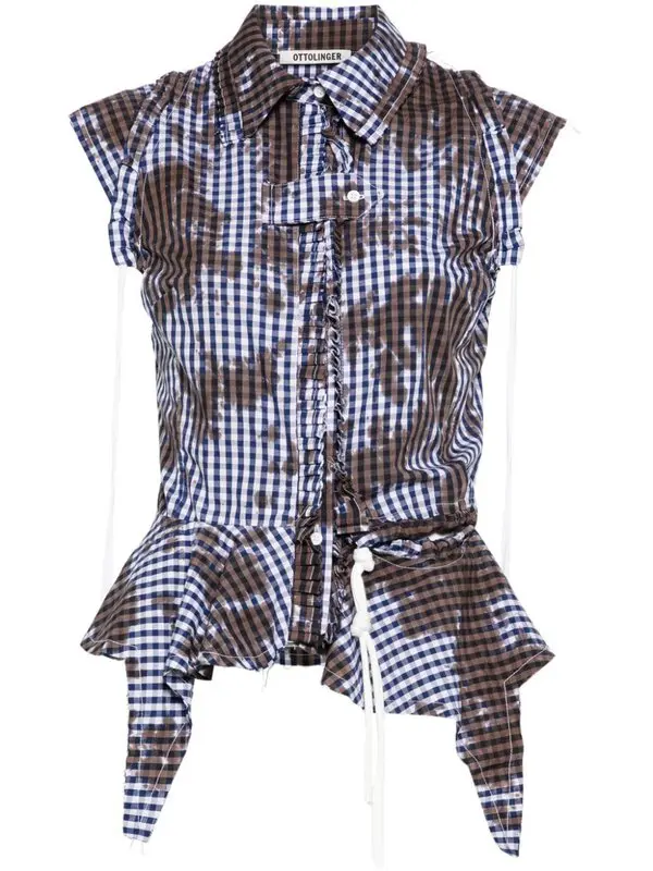 Ottolinger Gingham Ruffled Sleeveless Top