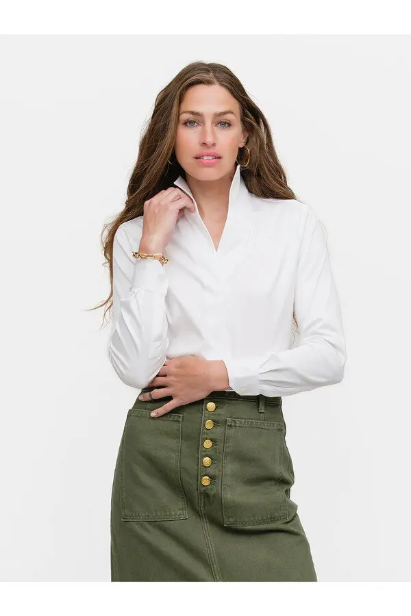 SARAH ALEXANDRA Signature Stretch Twill Shirt - White