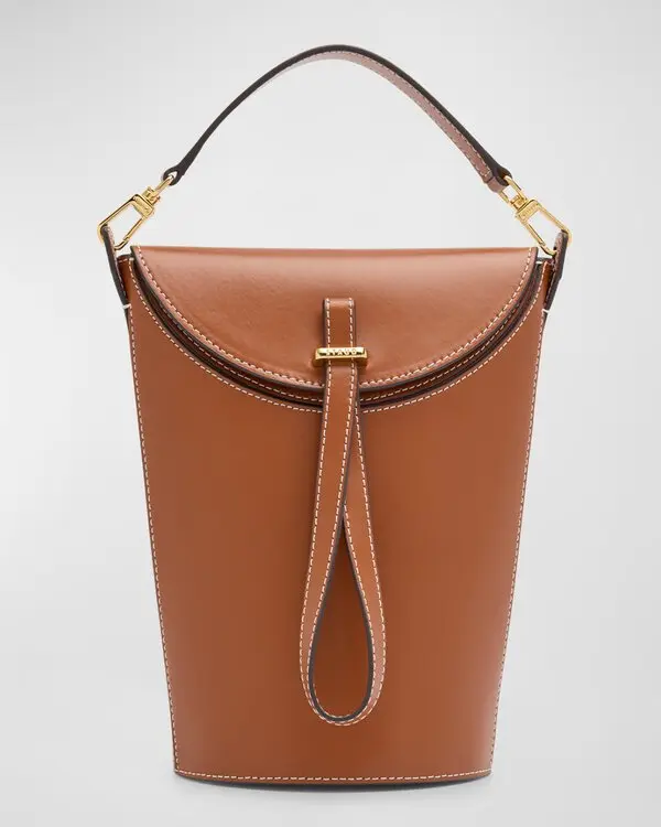 Staud Phoebe Leather Bucket Bag Tan Editorialist