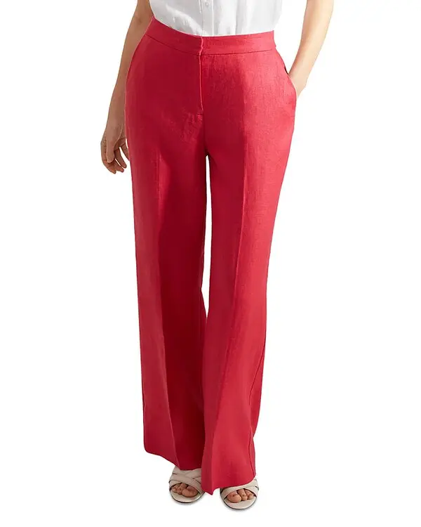 HOBBS LONDON Mirabel Wide Leg Trousers - Raspberry
