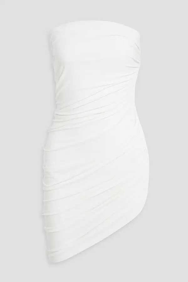 Norma Kamali Diana Strapless Ruched Mini Dress - White
